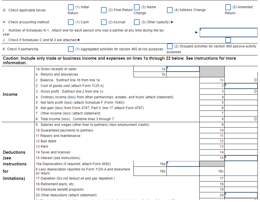 G Check applicable boxes: H Check accounting method: | Chegg.com