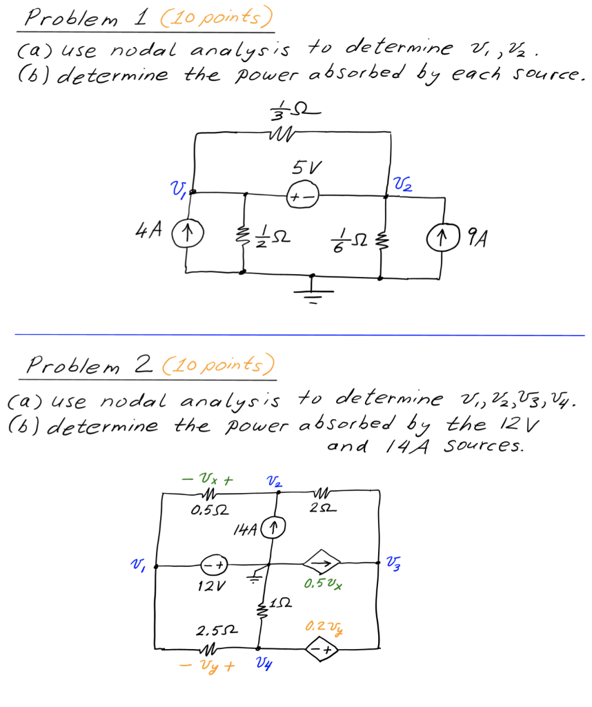 Solved Problem 1 (20 points) cause nodal analysis to | Chegg.com