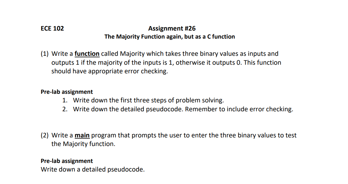 Solved We've already done the Majority Function as a main | Chegg.com