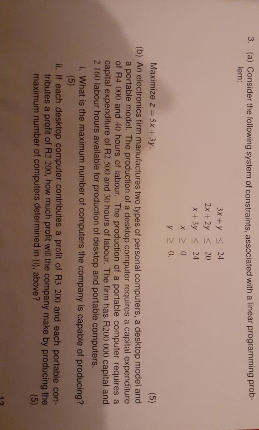 Solved 3. (a) Consider the following system of constraints, | Chegg.com
