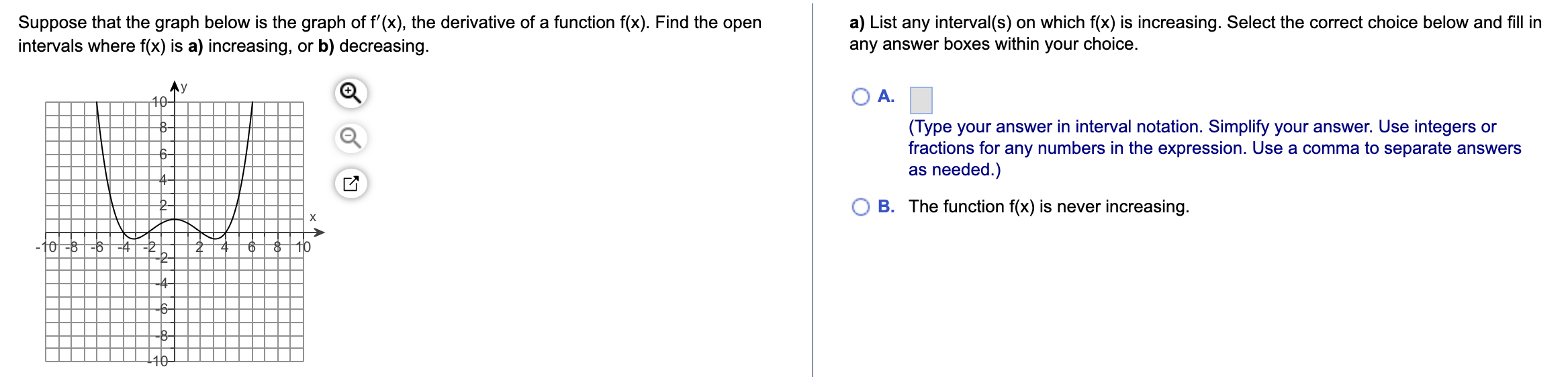 Solved Suppose that the graph below is the graph of f′(x), | Chegg.com
