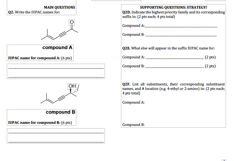 Solved MAIN QUESTIONS Q2. Write the IUPAC names for: | Chegg.com