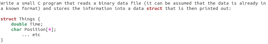 Solved Write A Small C Program That Reads A Binary Data File 3544