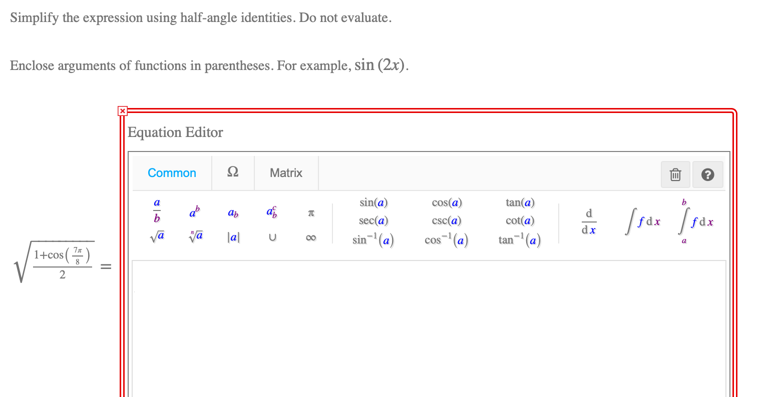 Solved Simplify the expression using half-angle identities. | Chegg.com