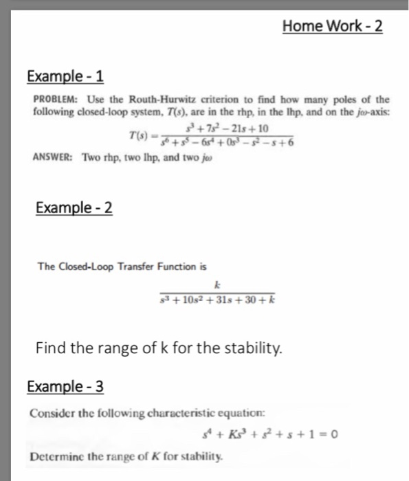 Solved Home Work -2 Example -1 PROBLEM: Use the | Chegg.com