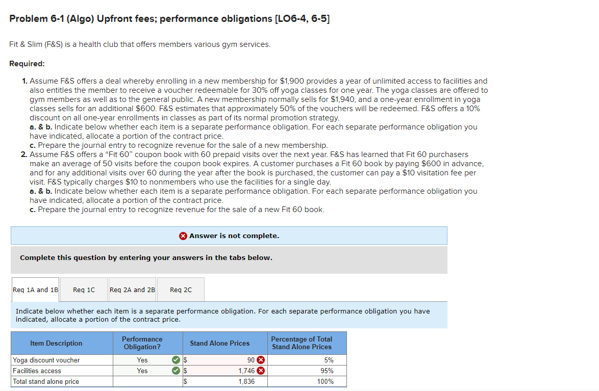Solved Problem 6-1 (Algo) ﻿Upfront fees; performance | Chegg.com