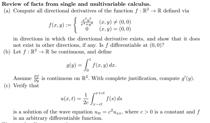 Solved +y Review of facts from single and multivariable | Chegg.com