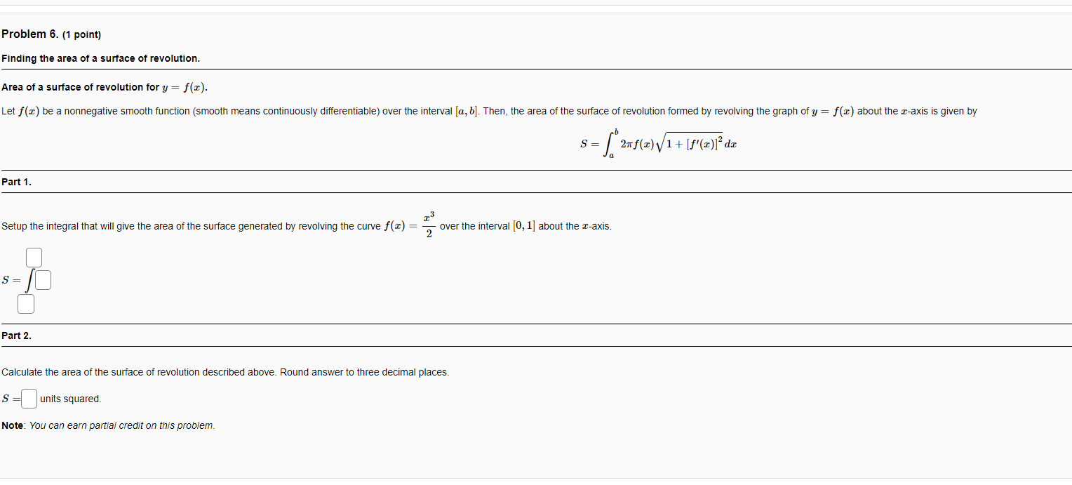 Solved Area of a surface of revolution for y=f(x). | Chegg.com