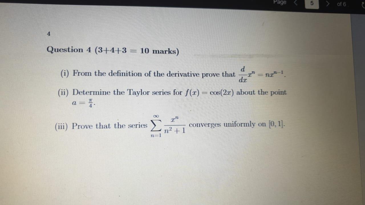 Solved Question 4(3+4+3=10 marks ) (i) From the definition | Chegg.com