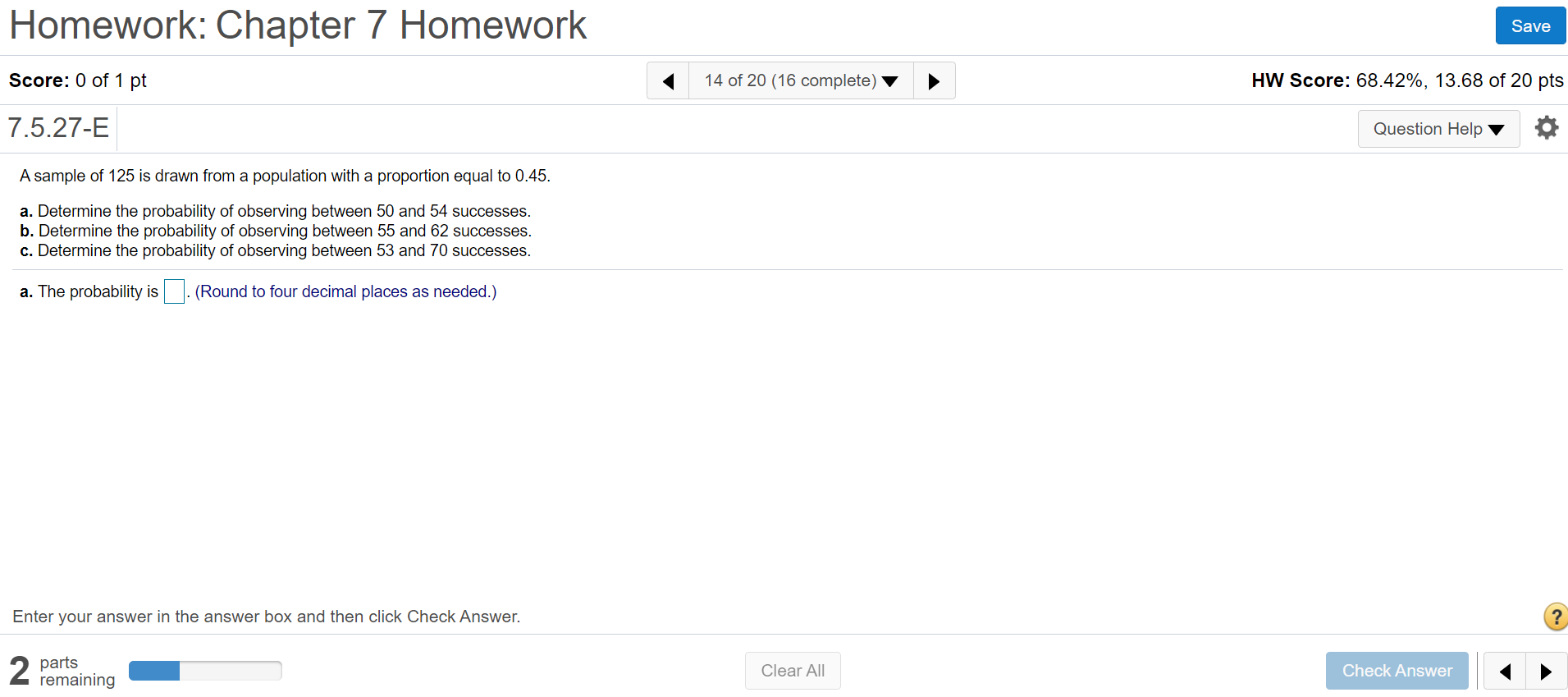 Solved Homework Chapter 7 Homework Save Score 0 Of 1 Pt 14