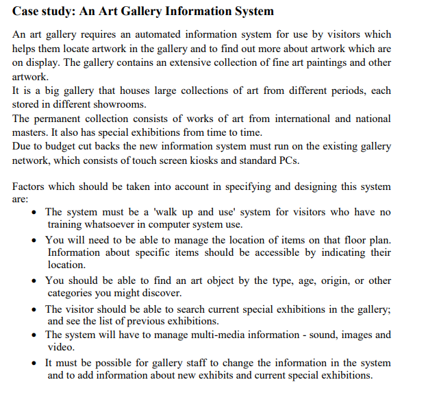 Solved Case study: An Art Gallery Information System An art | Chegg.com