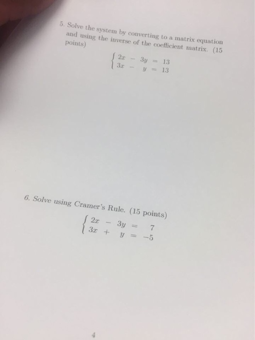 Solved Solve the system by converting to a matrix equation | Chegg.com