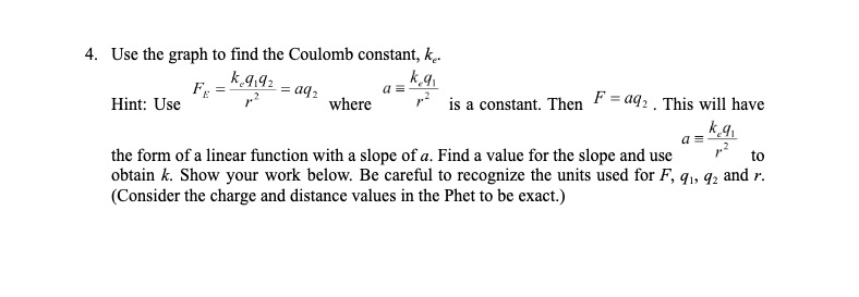 Solved 4. Use the graph to find the Coulomb constant, ke. | Chegg.com