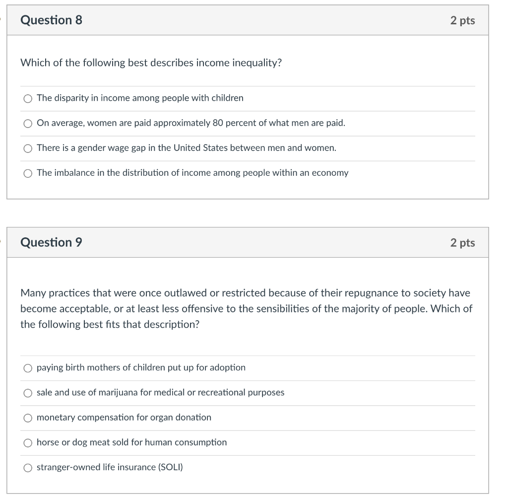 Solved Question 8 2 pts Which of the following best | Chegg.com