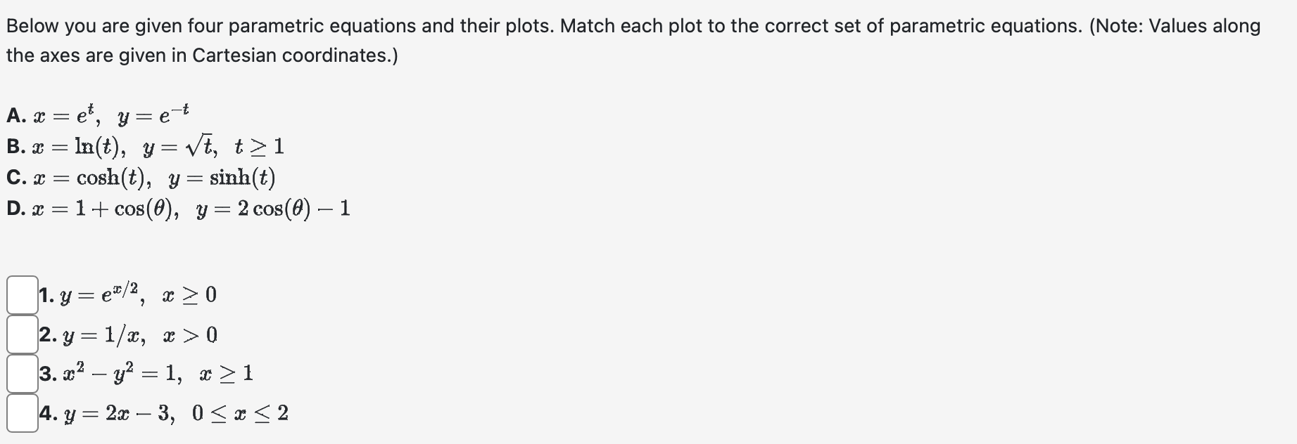 Solved Below you are given four parametric equations and | Chegg.com