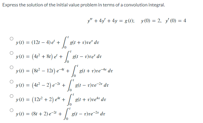 Solved Express the solution of the initial value problem in | Chegg.com