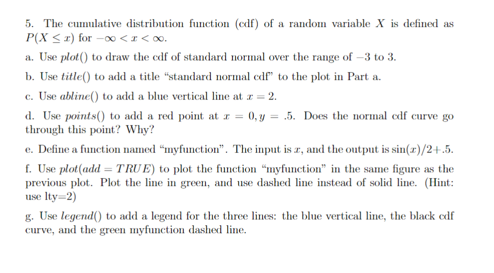 Solved 5. The cumulative distribution function (cdf) of a | Chegg.com