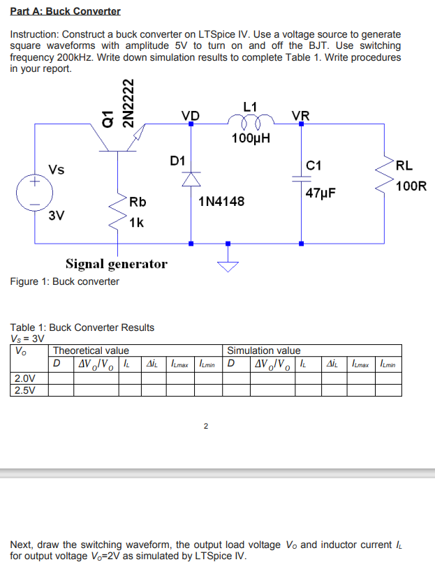 Solved Part A: Buck Converter Instruction: Construct a buck | Chegg.com