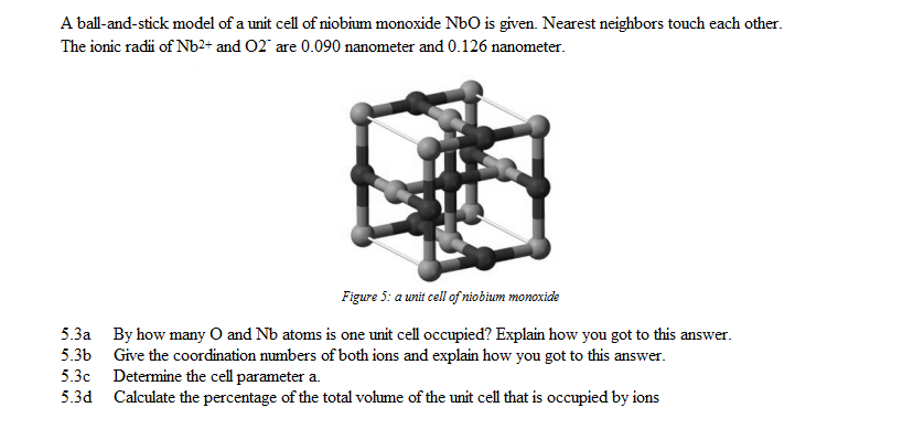 Solved A ball-and-stick model of a unit cell of niobium | Chegg.com