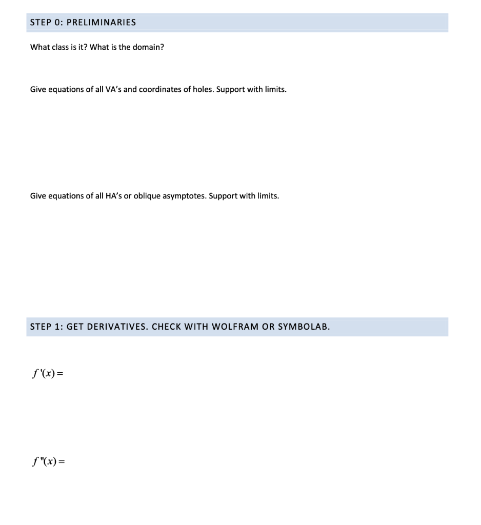 Solved f (x) = tan tan-1/ 1-3x2 x²–4 STEP O: PRELIMINARIES | Chegg.com