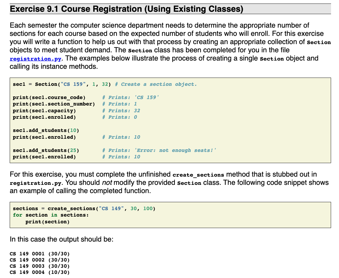 Solved Exercise 9.1 Course Registration (Using Existing | Chegg.com