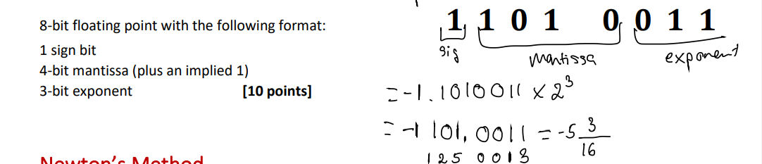 Solved 8-bit floating point with the following format: 1 | Chegg.com
