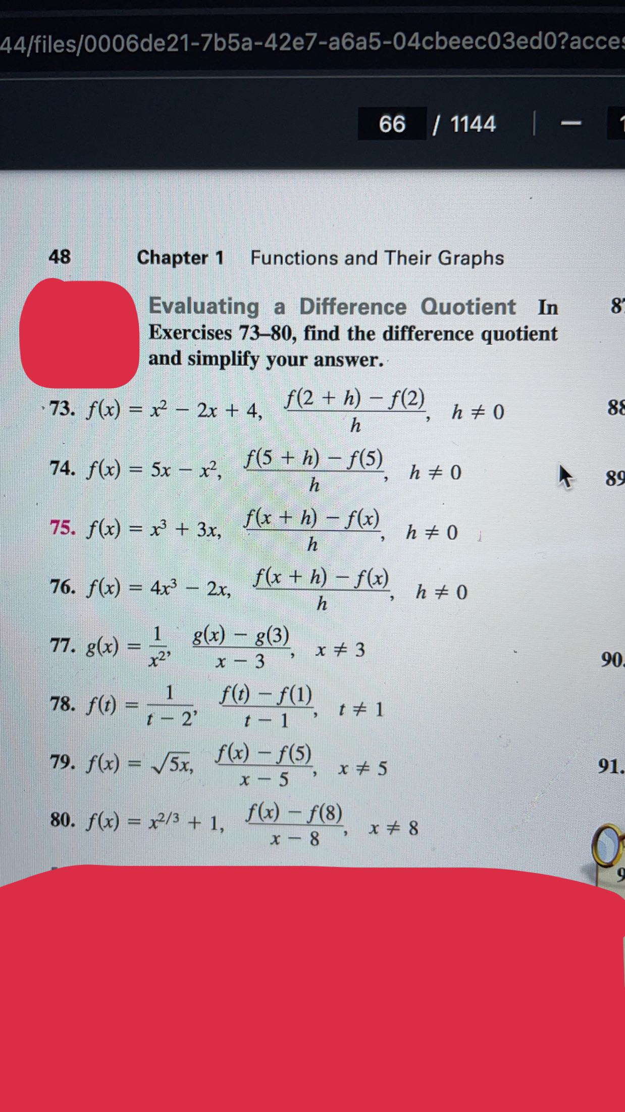 Solved Exercises 73-80, ﻿find the difference quotientand | Chegg.com