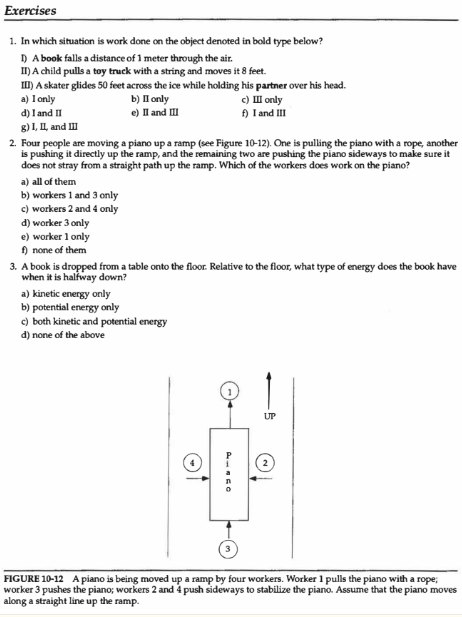 Solved Exercises 1. In which situation is work done on the | Chegg.com
