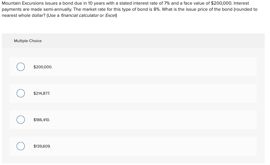 Solved Mountain Excursions issues a bond due in 10 years | Chegg.com