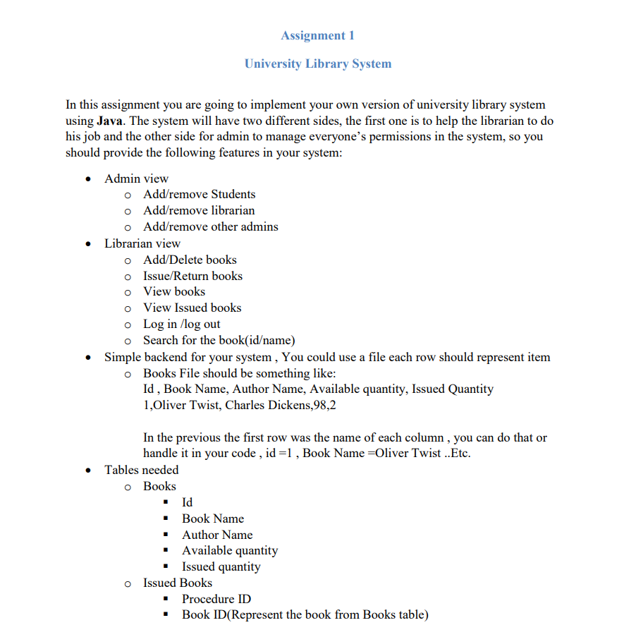 Solved Assignment 1 University Library System In this | Chegg.com