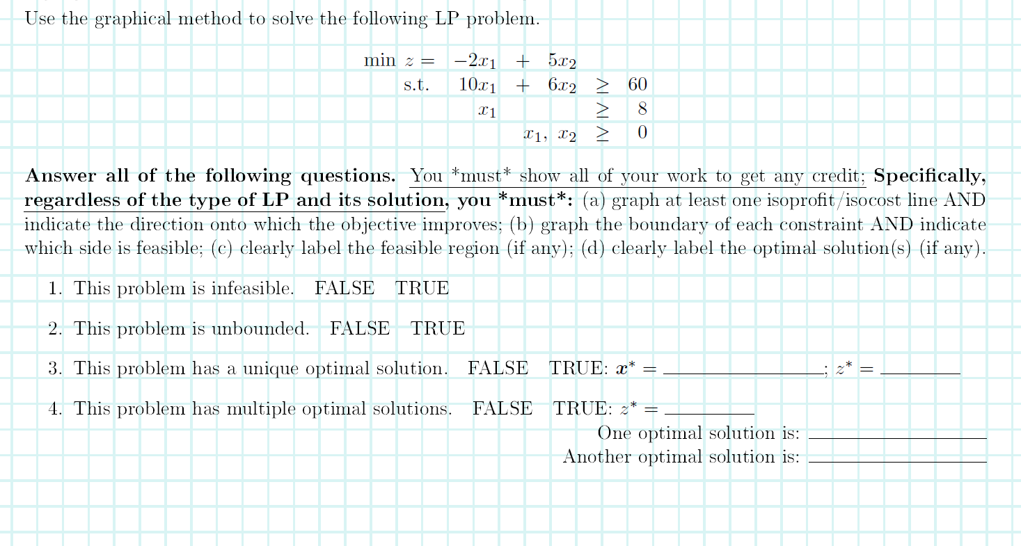 Solved Use the graphical method to solve the following LP | Chegg.com
