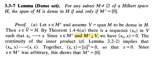 Solved 3.3-7 Lemma (Dense set). For any subset M =∅ of a | Chegg.com