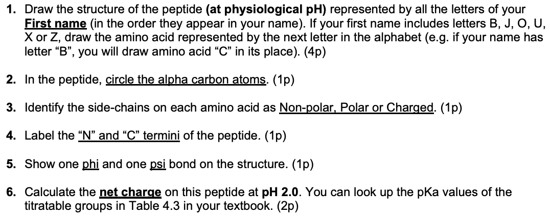 Solved 1. Draw the structure of the peptide (at | Chegg.com