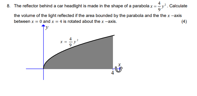 Solved 8. The reflector behind a car headlight is made in | Chegg.com