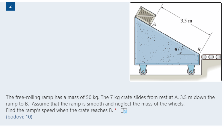 Solved The free-rolling ramp has a mass of 50 kg. The 7 kg | Chegg.com