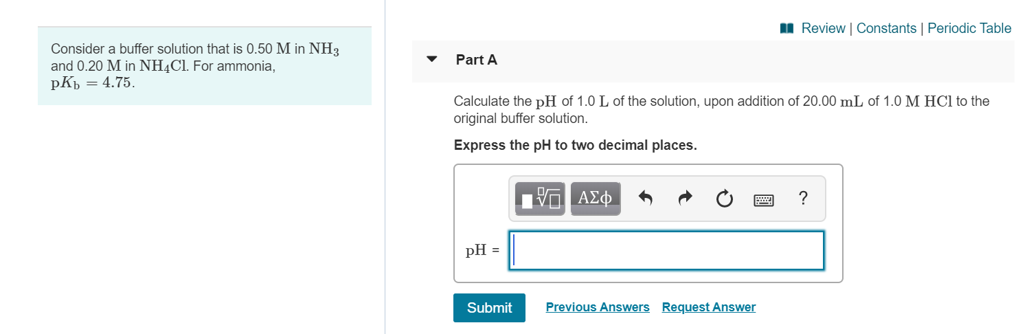 Solved Review | Constants Periodic Table Consider a buffer | Chegg.com