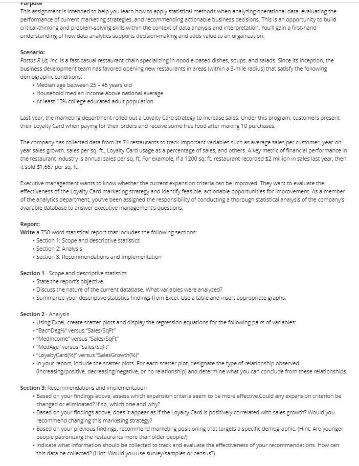 Solved Purpose This assignment is intended to help you learn | Chegg.com