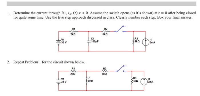 Solved Determine the current through R1, iR1(t), t > 0. | Chegg.com