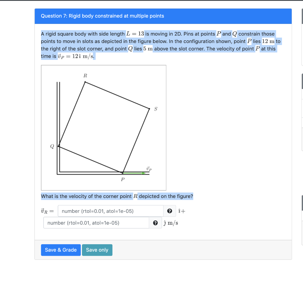 Solved Question 7: Rigid body constrained at multiple points | Chegg.com