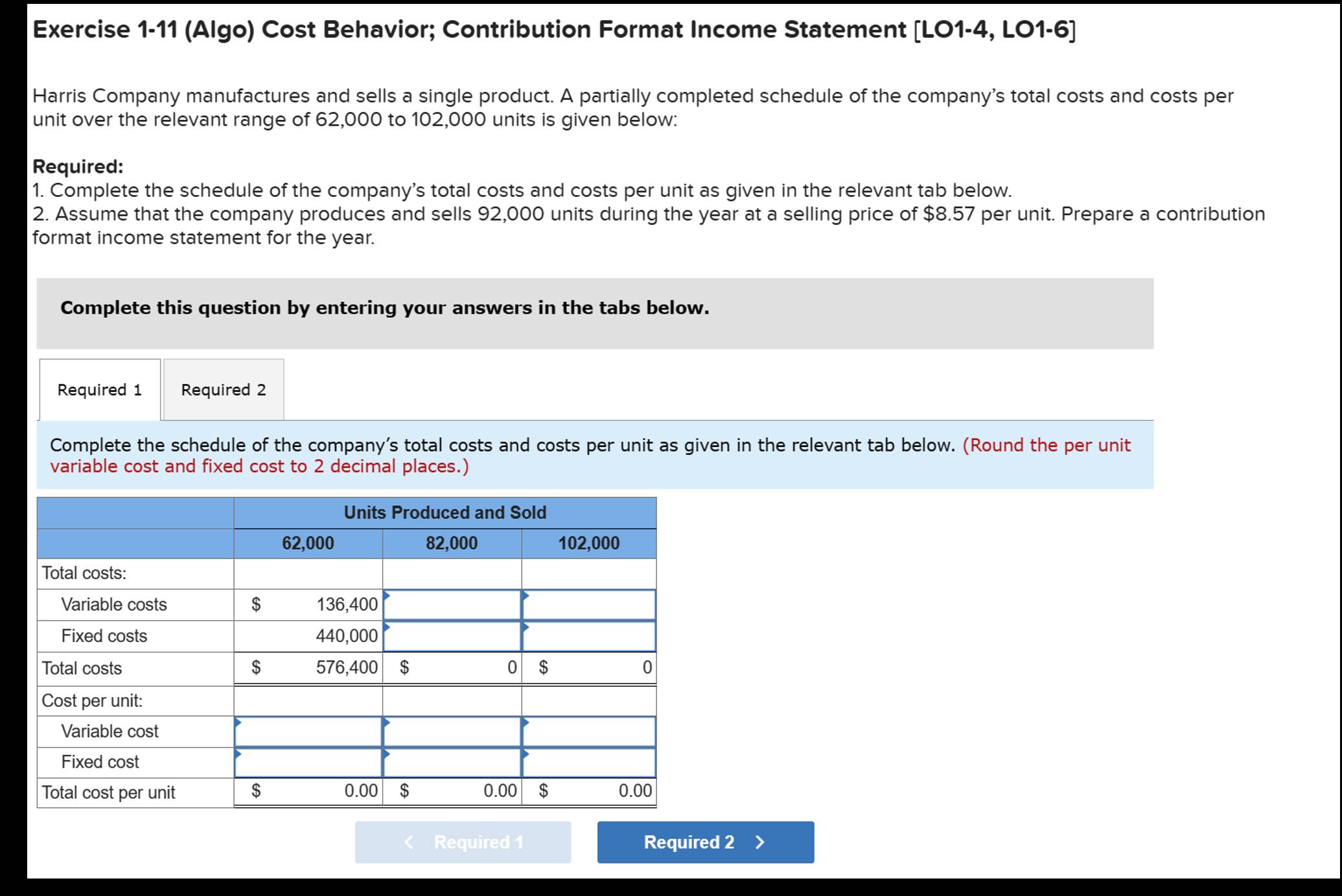 Solved Exercise 1-11 (Algo) ﻿Cost Behavior; Contribution | Chegg.com