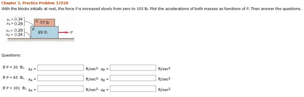 Solved Chapter 3, Practice Problem 3/020 With the blocks | Chegg.com