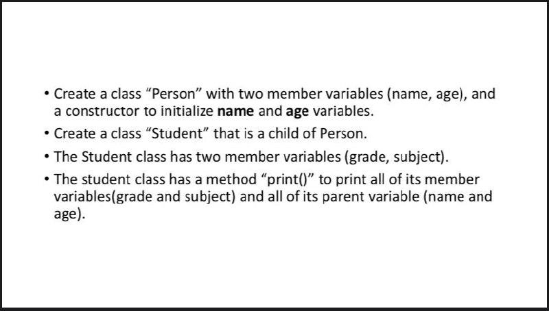 Solved • Create a class "Person" with two member variables | Chegg.com