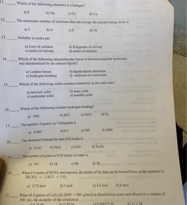 Solved 1.--which of the following elements is a halogen? b) | Chegg.com