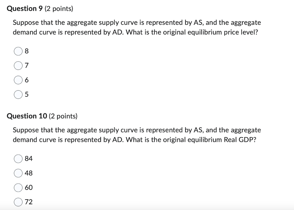Solved Aggregate Demand and Aggregate Supply The first three | Chegg.com