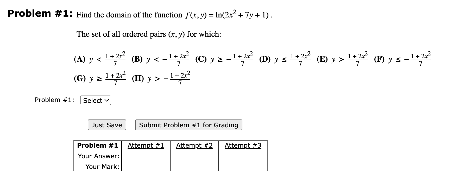 Solved Problem \# 1: Find the domain of the function | Chegg.com
