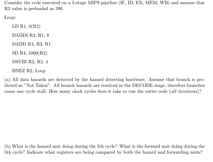 Consider the code executed on a 5-stage MIPS pipeline | Chegg.com