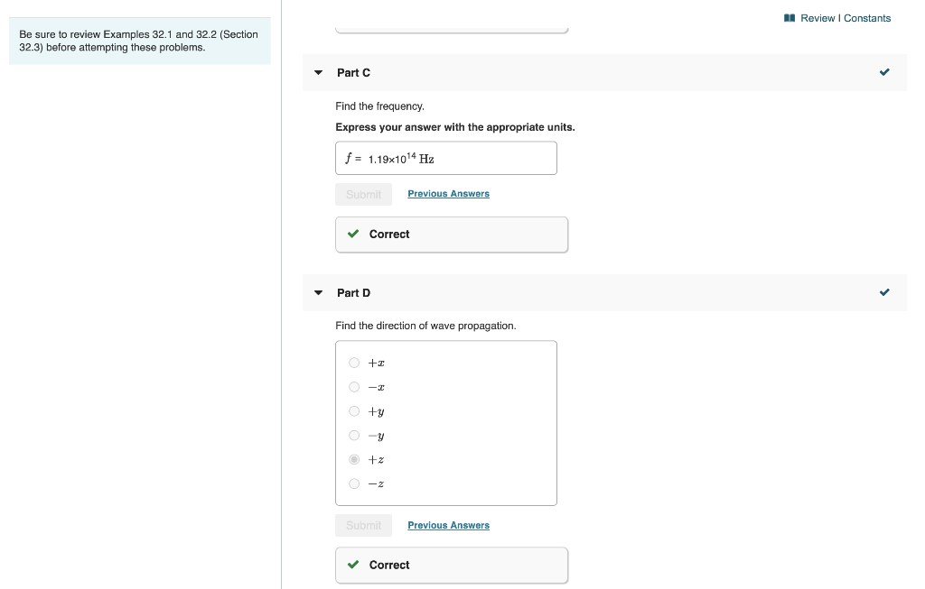 Solved Review Constants Be sure to review Examples 32.1 and | Chegg.com