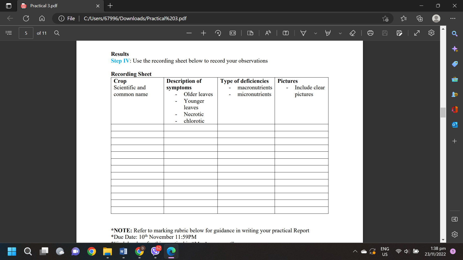Learning Outcome To identify deficiency symptoms | Chegg.com
