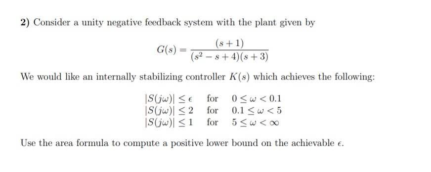 2) Consider a unity negative feedback system with the | Chegg.com