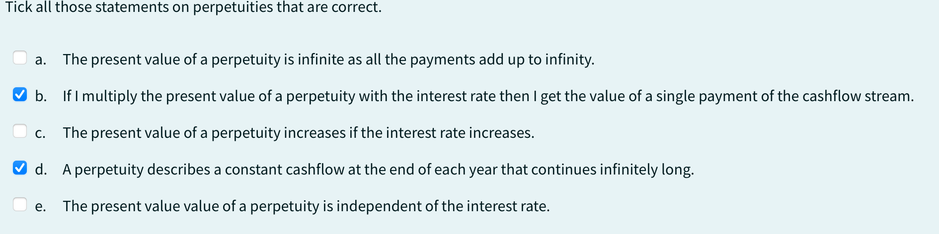 Solved Tick all those statements on perpetuities that are | Chegg.com